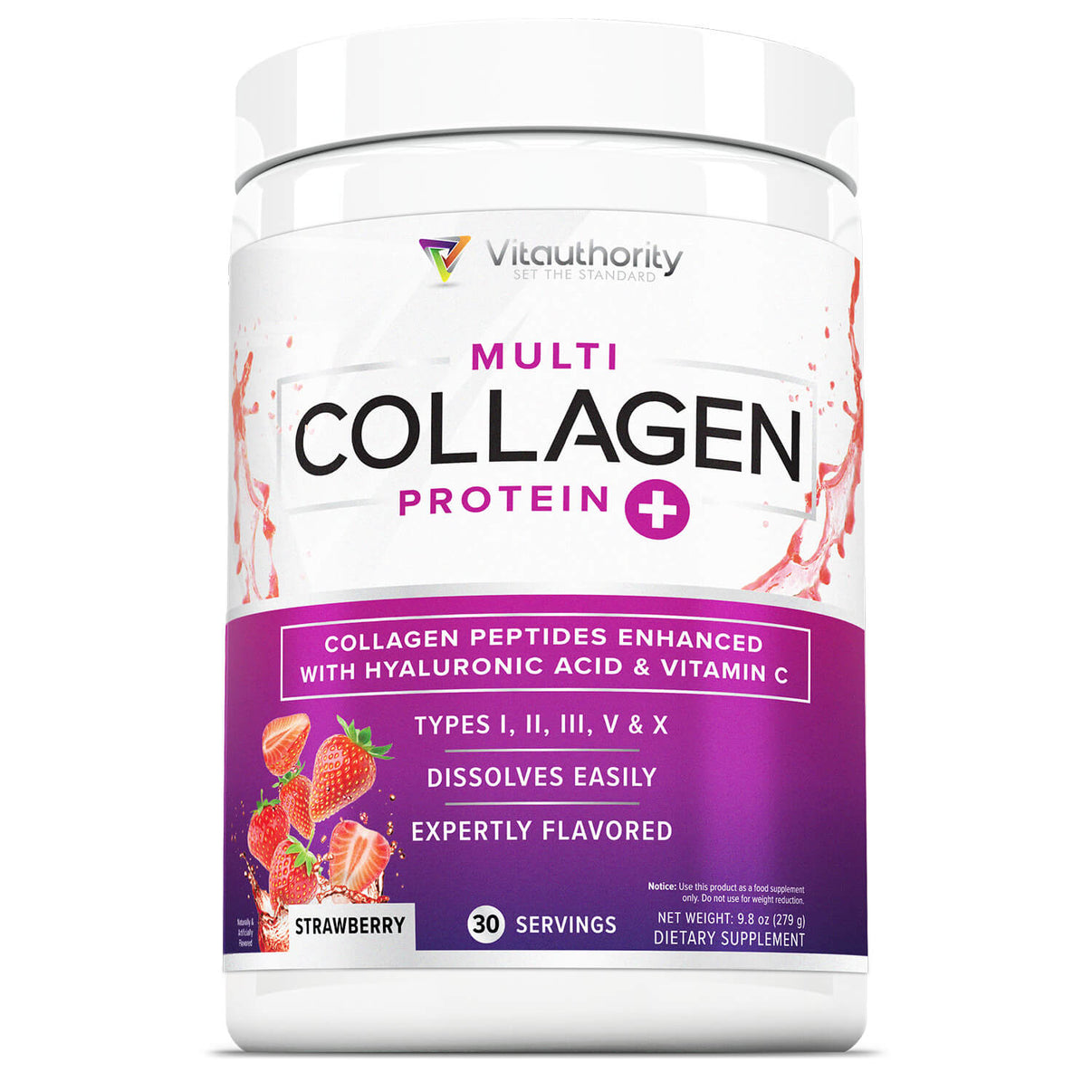 Multi Collagen Protein | Strawberry Collagen Peptides Powder – Vitauthority